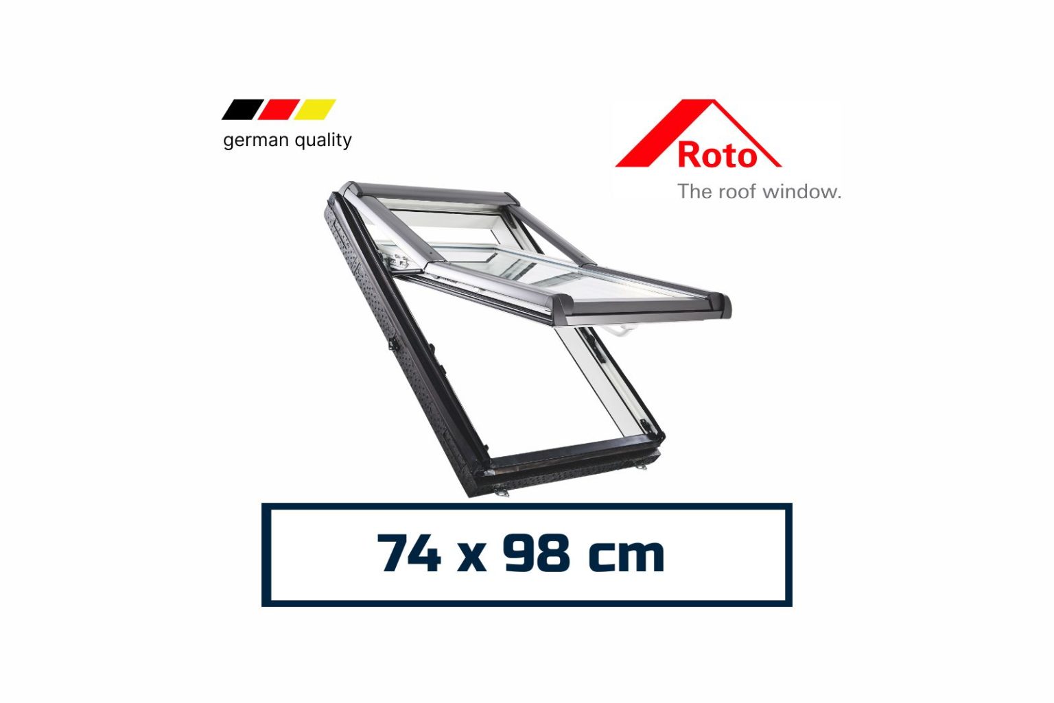 Roto Pitched Roof Skylight Top-third Pivot 74x98 cm White Timber